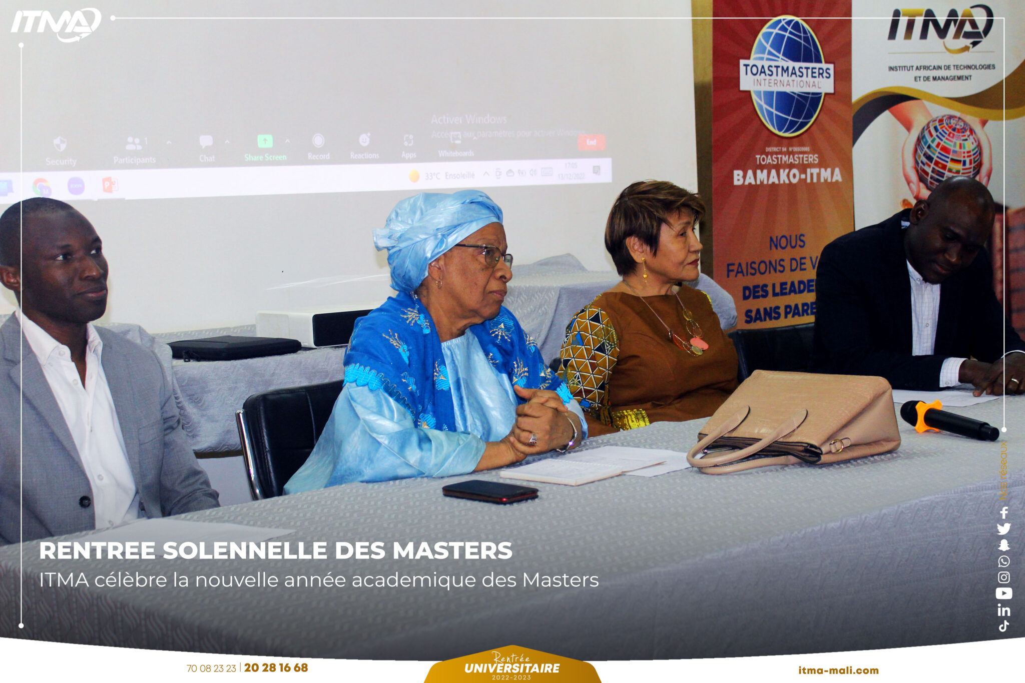 CELEBRATION DE LA RENTREE UNIVERSITAIRE 2022-2023 DES MASTERS ITMA - ITMA