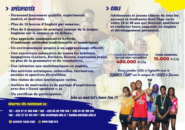Participez au Summer Camp 2025 de l’IUGB avec une remise exclusive pour ...